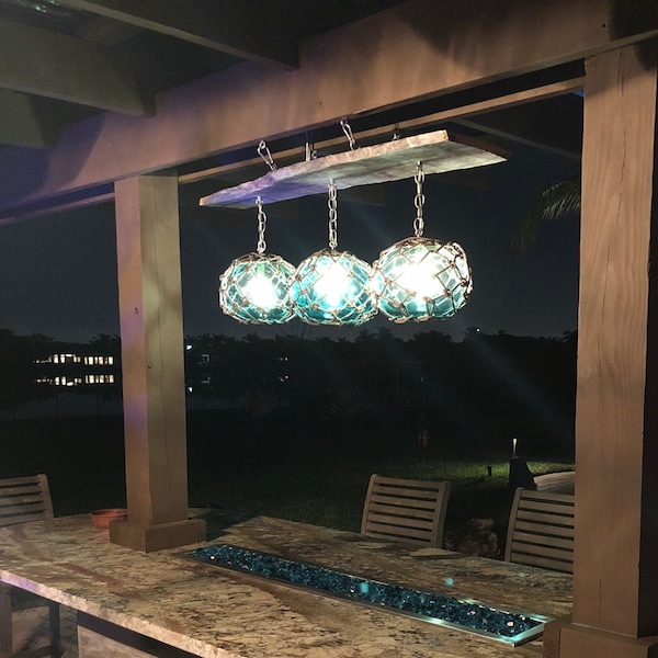 Fishing Float Light Fixture With 3 Glass Floats - Etsy