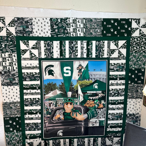 NCAA Michigan State Spartans Green & White College Logo 100% Cotton ...