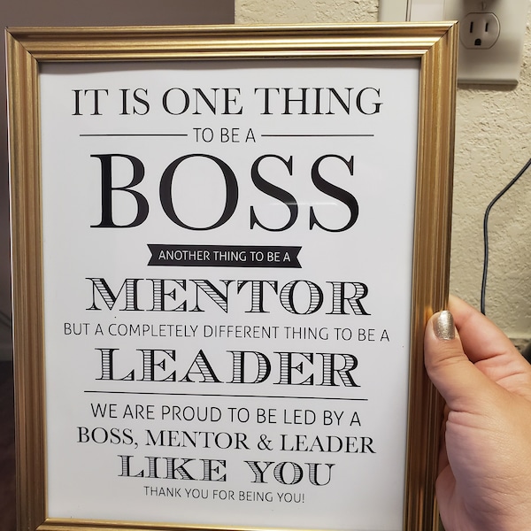 Boss Day Gift Office Wall Art Printable Thank You Gift Inspirational ...