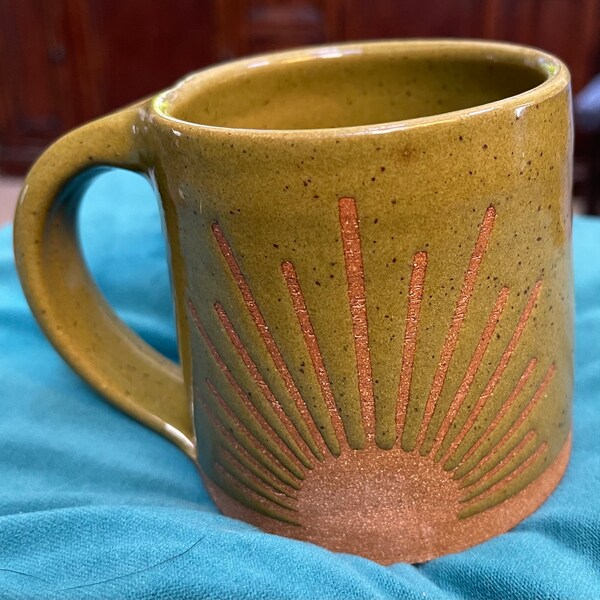 Solstice Mug Handmade Pottery Mug in Olive Green Speckle - Etsy