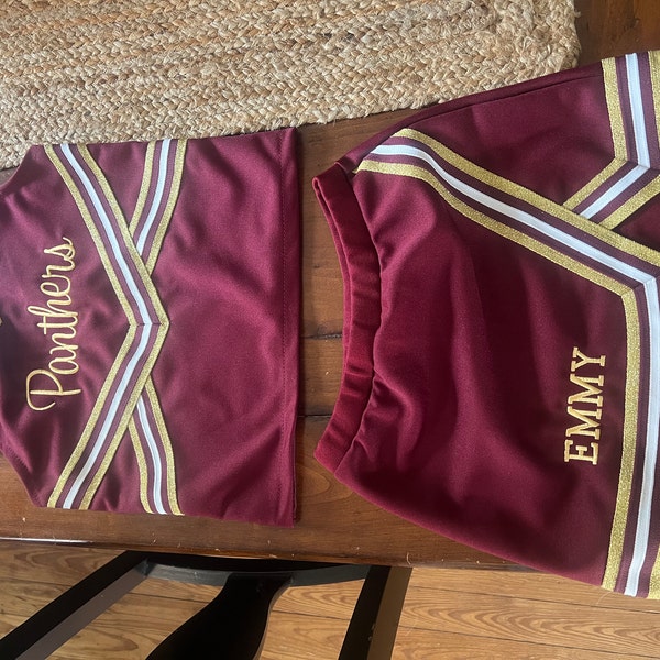 Maroon & Gold Cheer Uniform, Customized Cheerleading Uniform, Girls ...