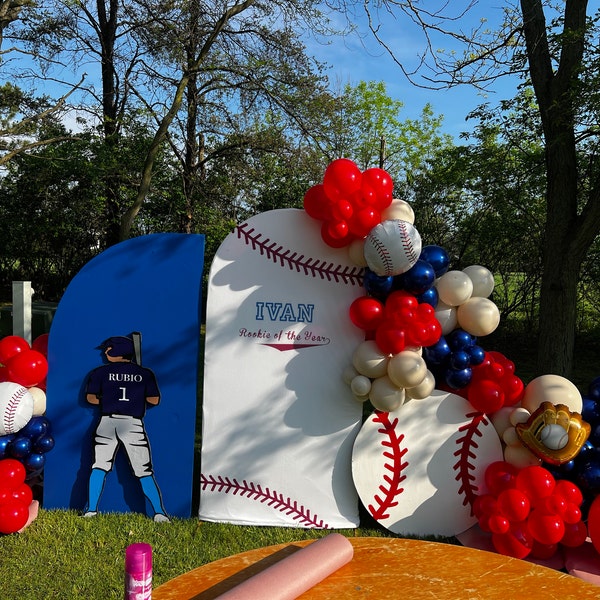 Baseball Arch Backdrop Cover Stand Custom Rookie Year Birthday Baby Boy ...