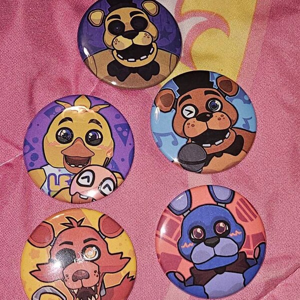 Five Nights at Freddy's Inspired LARGE Pins/buttons (freddy, Chica ...
