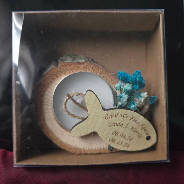 Bulk Funeral Favors Personalized Wood Keychain Fishing Celebration of ...