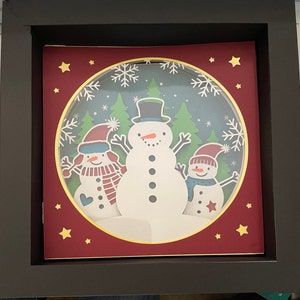 3D Snowman Shadow Box, Christmas Shadow Box SVG, Christmas Layered ...