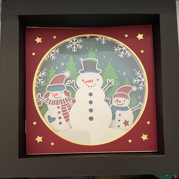 3D Snowman Shadow Box, Christmas Shadow Box SVG, Christmas Layered ...