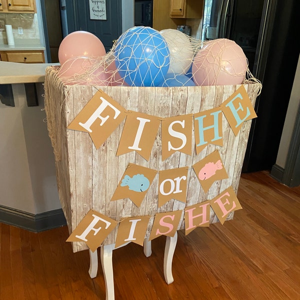 Fish He or Fish She Banner, Fish He or Fish She Gender Reveal, Fishe or ...