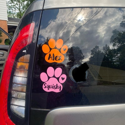 Custom Paw Name Decal Personalized Pet Vinyl Sticker Unique Pet Label ...