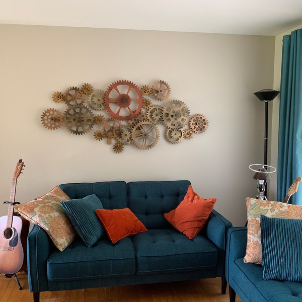 Mechanical Wall Art. Kinetic Wall Art Decor. Rotating Wooden Gears Wall ...