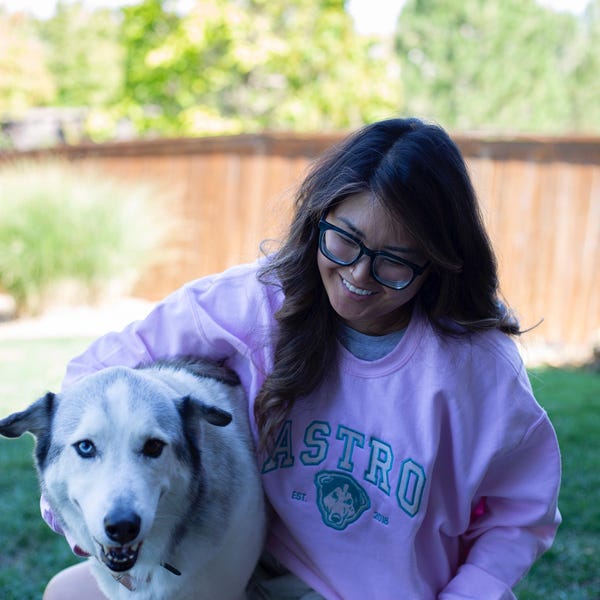 Varsity Custom Embroidered Dog Sweatshirt Custom Dog Sweater Embroider ...