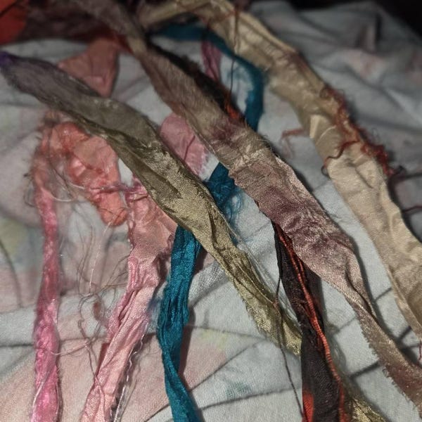 30 Yards/30,20 Strips Multi Recycled Sari Silk Ribbon Yarn Scrap ...