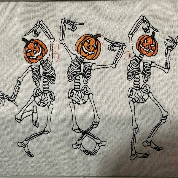 Dancing Skeletons Embroidery Design, Halloween Pumpkin Face Skeleton ...