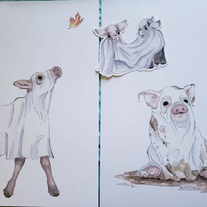 Spooky Ghost Pig Print - Etsy