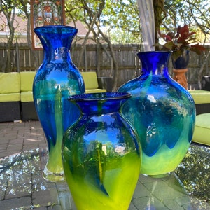 Original Blenko Mini Water Bottle Cobalt Blue or Tangerine - Etsy