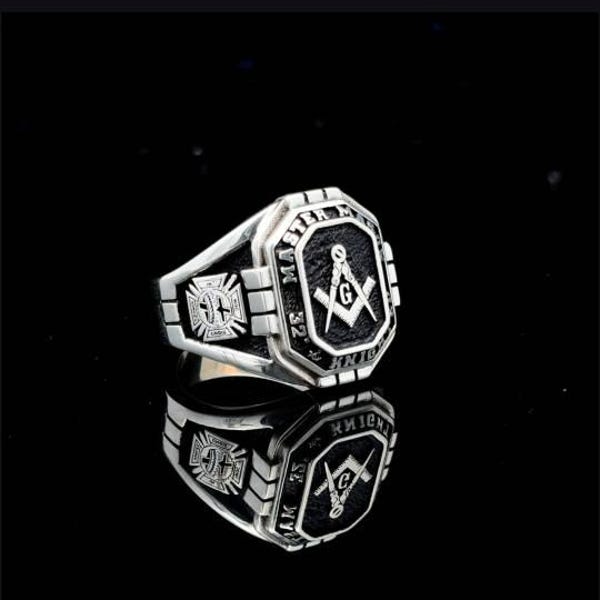 Customized Masonic Ring, Master Mason Ring for Man, Freemason Gold Ring ...