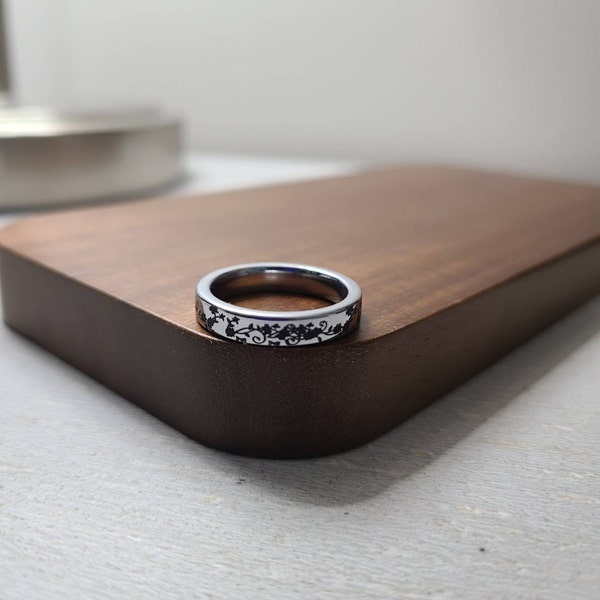 Sakura Wedding Band, Sakura Engraved Wedding Ring, Sakura Cherry ...