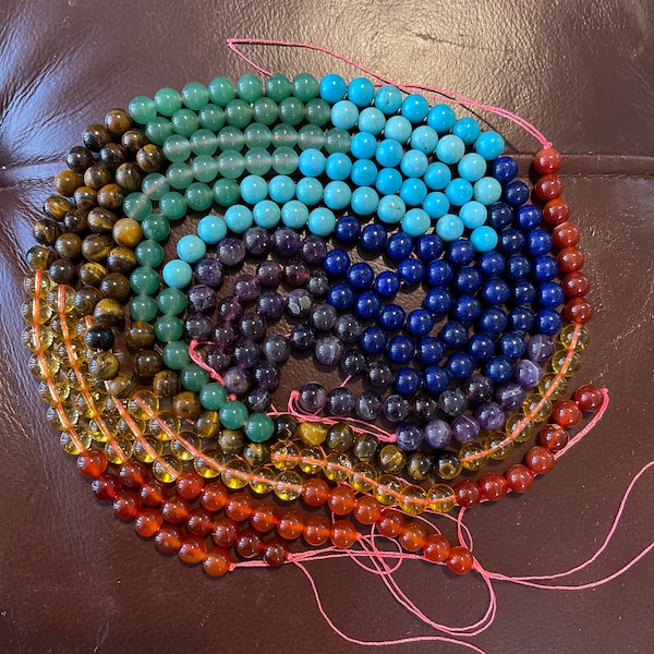 7 Chakra Gemstone Grade Round 6mm 8mm 10mm Loose Beads 15 Inch Full ...