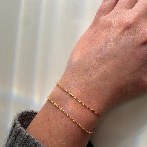 Two Delicate Bracelets Set, Dainty Bracelet Set, Two Minimalist ...