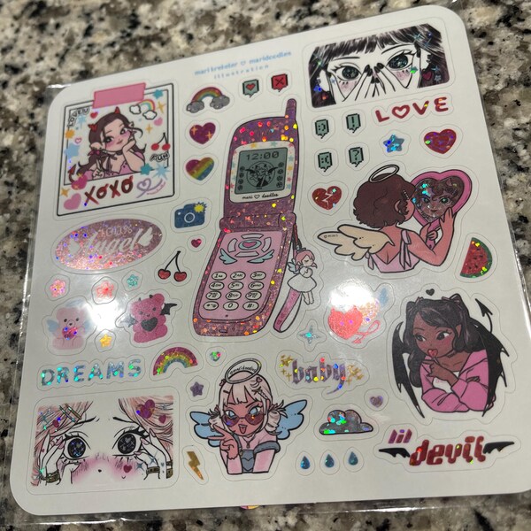 Glitter Y2K Vibes 6x6" Sticker Sheet - Etsy