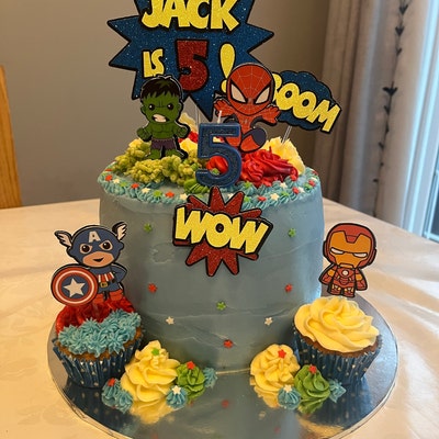 Superhero / Comic Book Themed Cake Topper personalised birthday Custom ...