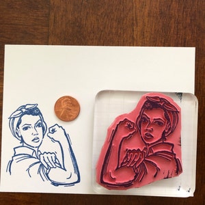 Strong Woman RUBBER STAMP, We Can Do It Lady Stamp, Rosie the Riveter ...