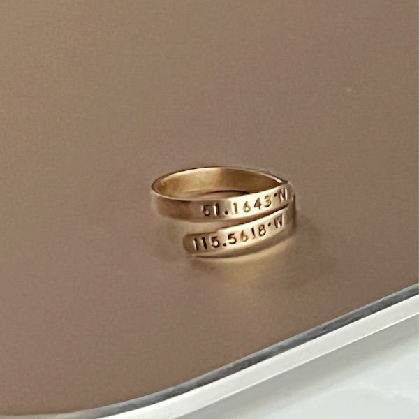 Coordinates Wrap Ring - Sterling Silver, Gold Filled, Rose Gold Filled ...
