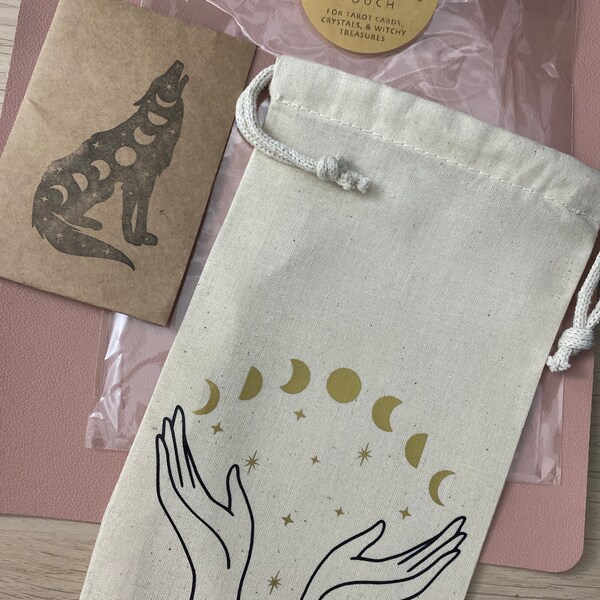 Moon Witch Drawstring Pouch Bag for Tarot Cards, Crystals, Witchy ...