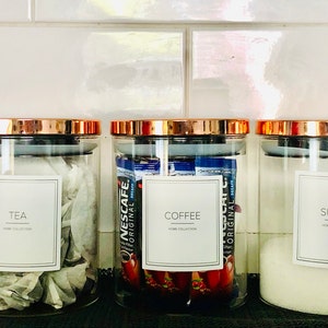 Tea Coffee Sugar Labels Bundle, Waterproof & Oil Resistant Kitchen Jar ...