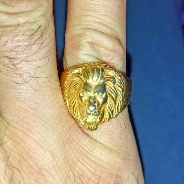 Gold Lion Ring, Lion Head Ring, Lion King Band, 3D Lion Ring, Gothic ...