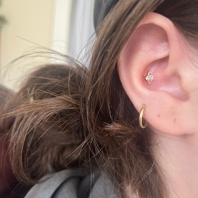 ASTM F136 Pear Star Titanium Conch Earring, Conch Labret, Internally ...