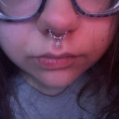 16G Star/moon/planet Dangle Septum Ring/daith Earrings/helix Hoop ...