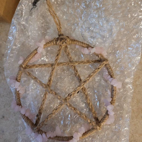 Rose Quartz Crystal Pentacle Wall Hanging: Witchy Altar Decor - Etsy
