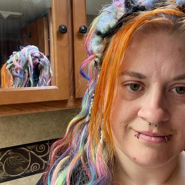 Rave Fairy Colorful Curls - Glitch Rainbow Curly Locs, Synthetic Boho ...