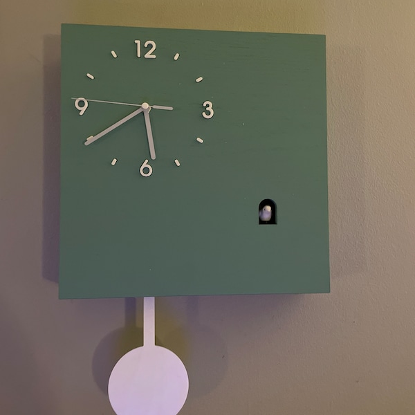 Modern Cuckoo Bird Time Box Clock - Turquoise Chalk - Secret ...