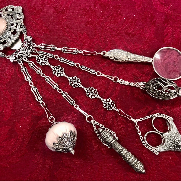 Pink Sewing Chatelaine Based on Historical Models/ Reproduction/ - Etsy