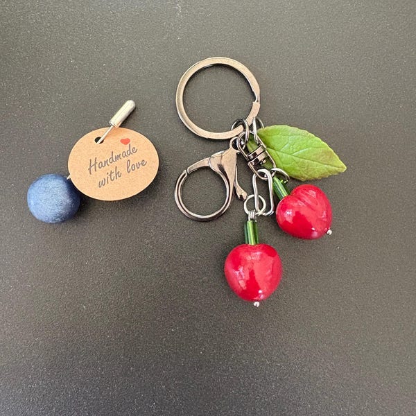 Handmade Big Blueberry Keychain, Blueberry Bag Charm, Berry Purse Charm ...