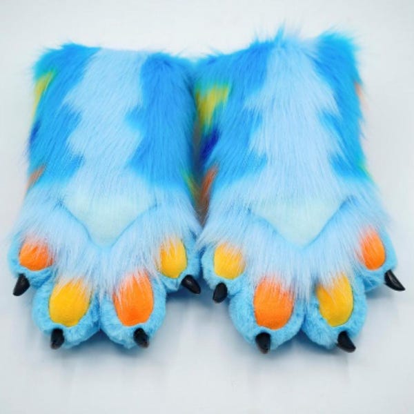 Furry Paws With Star Pattern and Colorful Style | Fluffy Fursuit ...