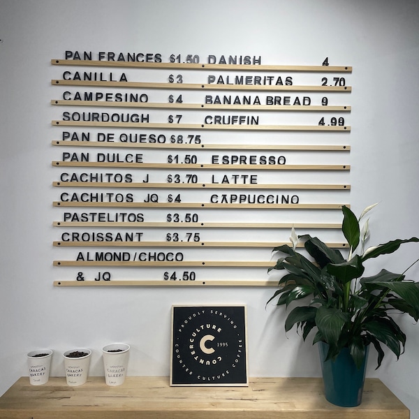Cafe Menu Display With Letters and Rails, Coffee Bar Menu Sign, Wall ...