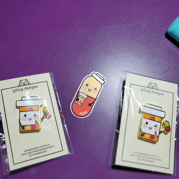 Pharmacy Pill Bottle Enamel Pins | Pharmacy Stickers Gifts and Decals ...