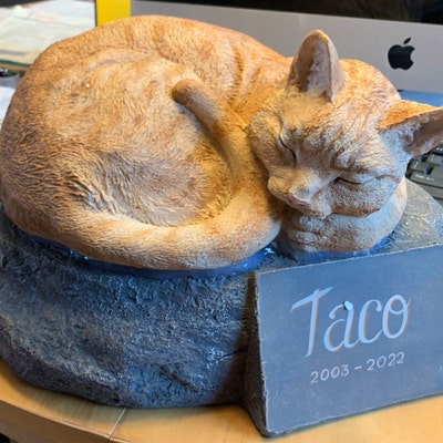 Unique Urn Cat cremation Statue Pet Ashes sleeping Cat - Etsy