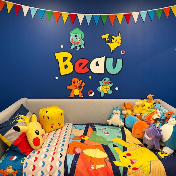 Personalized Poke Animals Pokeball Kids Room Pikachu Nursery Decor Ash ...