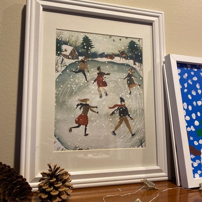 Ice Skating Winter Prints Download Winter Wall Art Print Rustic Holiday ...