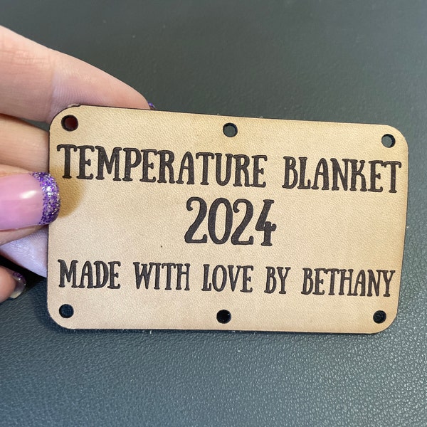 Large Personalized Leather Blanket Tag: Custom Knitting & Crochet ...