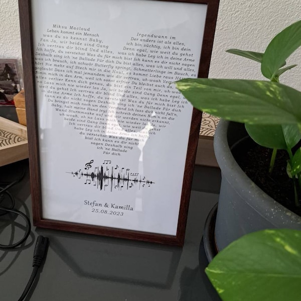 Handmade Leather Wedding Song Lyric Art Anniversary Gift for Him ...