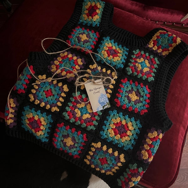 Checkered Vest, Crochet Checkerboard Vest, Plaid Vest, Checkered ...