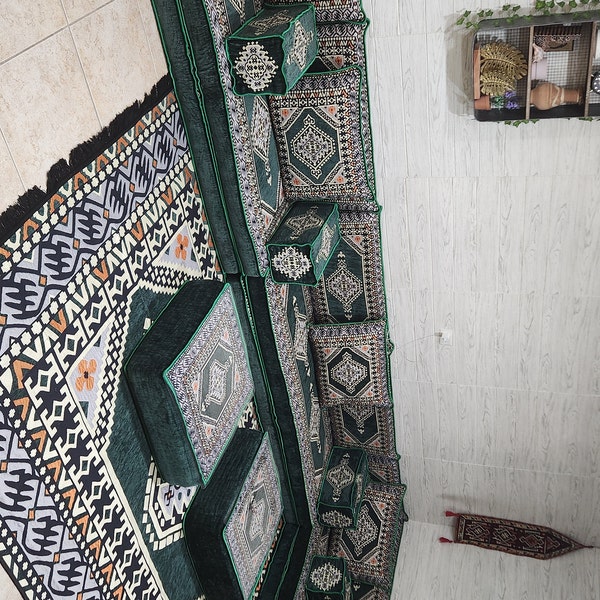 U Shaped Moroccan Sofa Set,arabic Sofa Floor Seating Set,floor Pillow ...