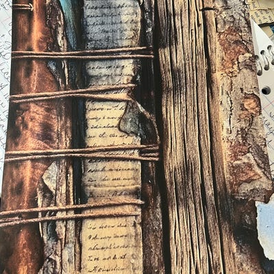 Rough Ephemera Textile Collage Printable Junk Journal Horizontal Half ...