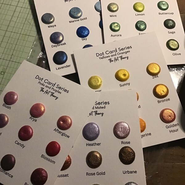 MICA DOTCARDS Handmade Watercolors Mica Metallic Dot Cards Sample Sets ...