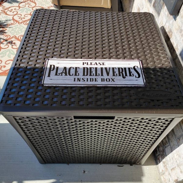 Place Deliveries Inside Box Metal Sign • Rustic Looking • Customizable ...
