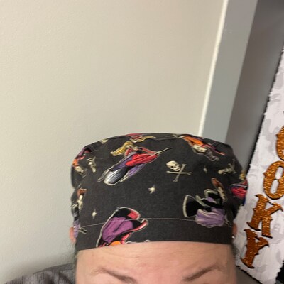 Skeleton Skull Modern Surgical Scrub Cap With Buttons, Nurse Cap ...